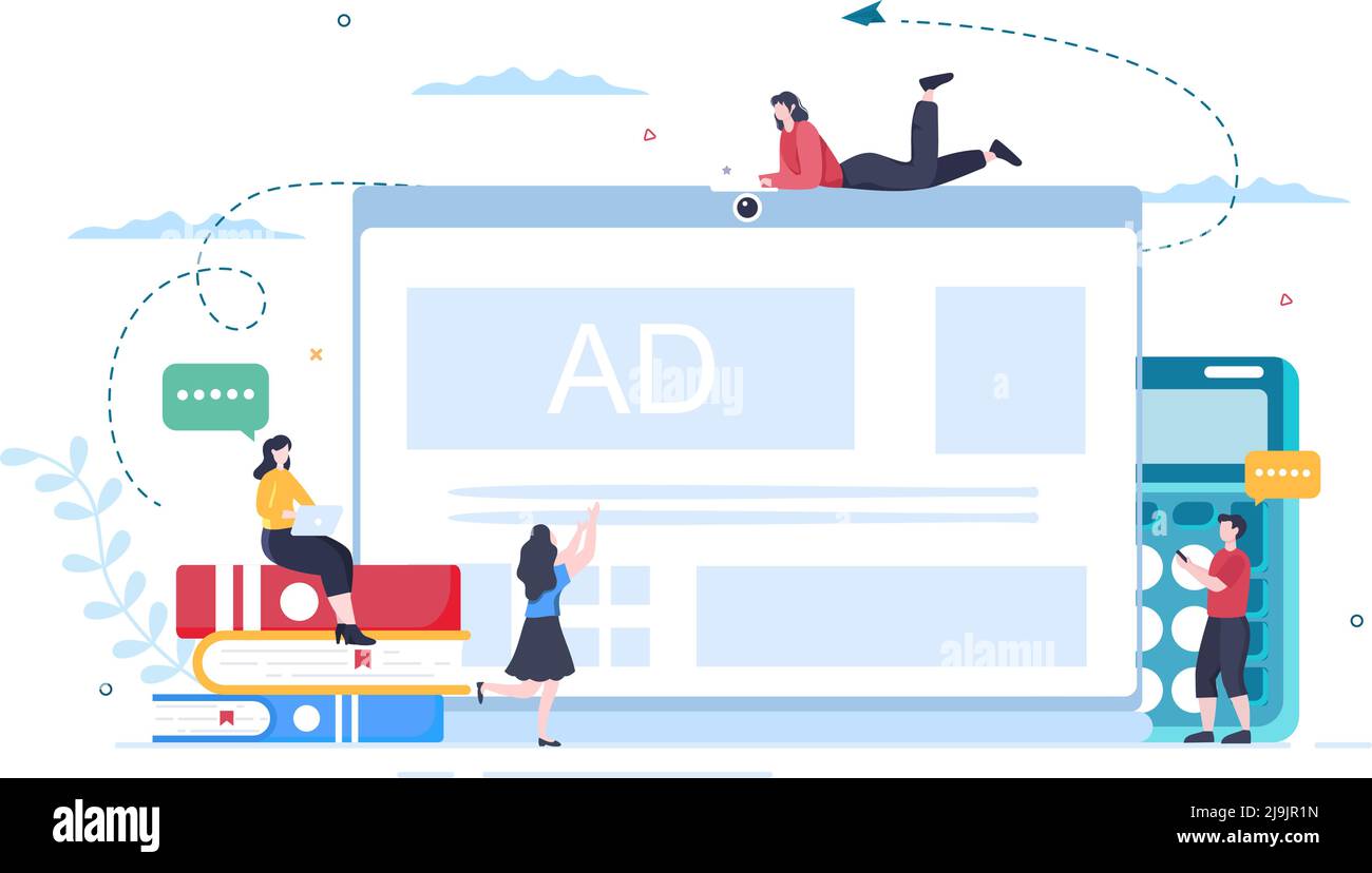 Advertising or ADS Vector Illustration for Mobile Social Media ...