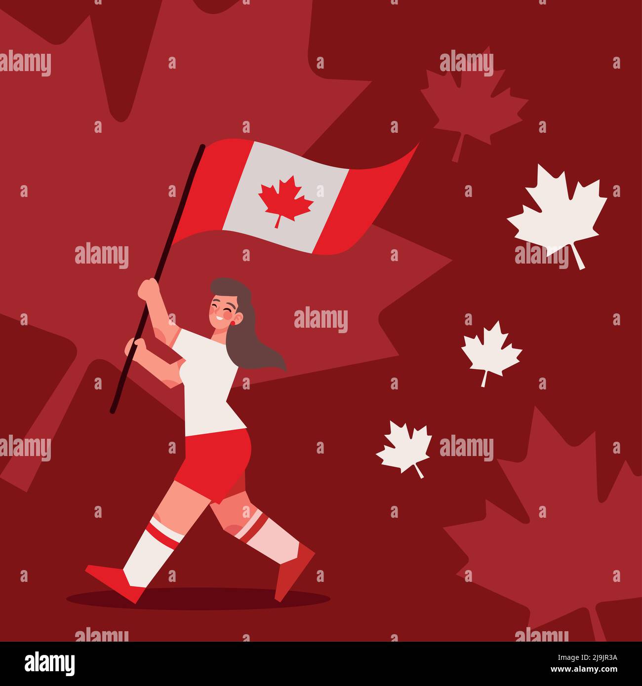 young woman with flag canada Stock Vector Image & Art - Alamy