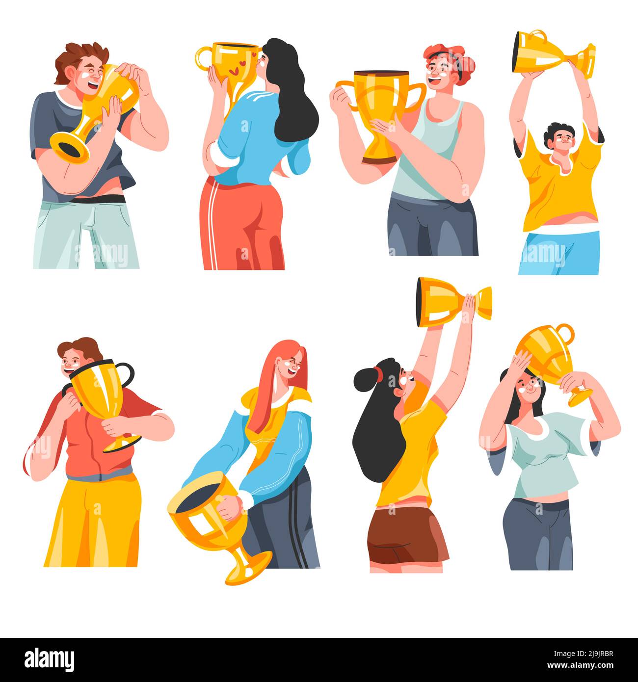 People with rewards, winners with trophy prize Stock Vector Image & Art ...