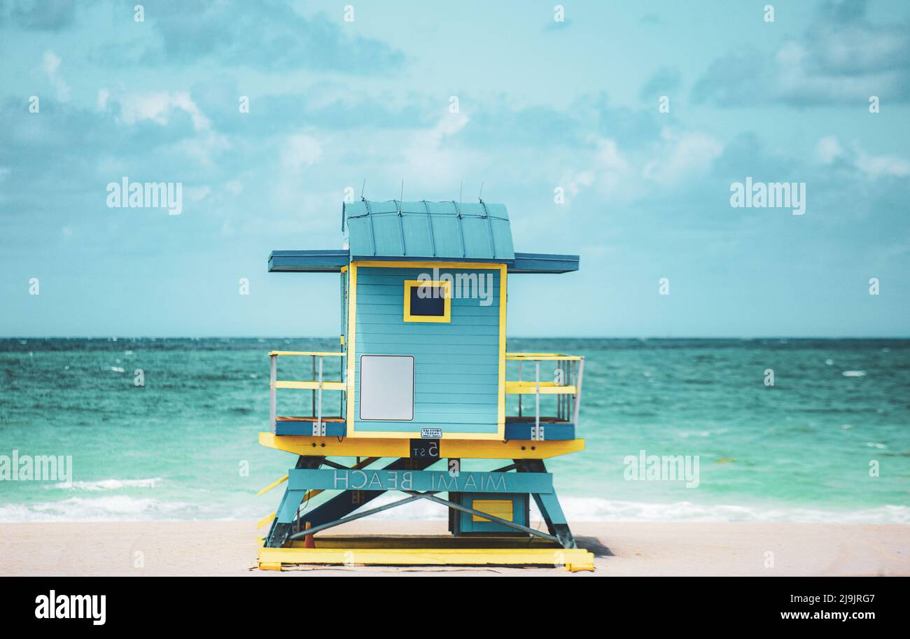 Miami Beach Lifeguard Stand in the Florida sunshine Stock Photo - Alamy