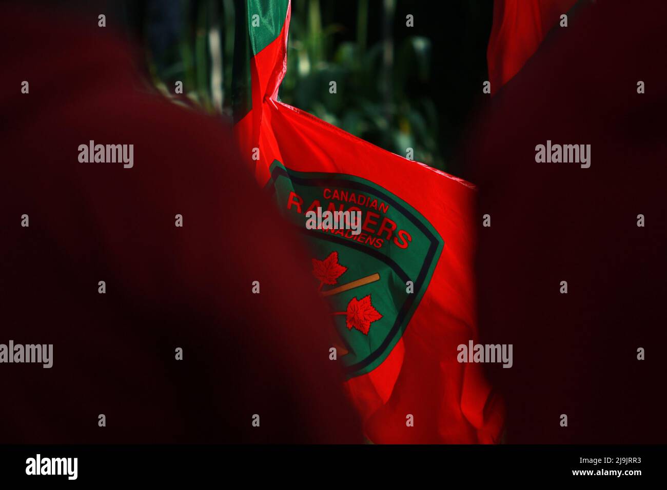 The Canadian Rangers flag can be seen during the 75th anniversary of ...