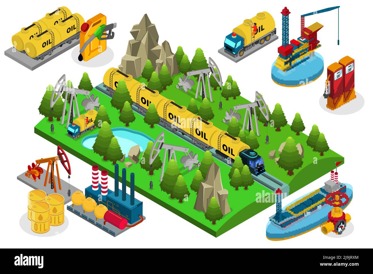 Isometric oil production composition with extraction refining different ...