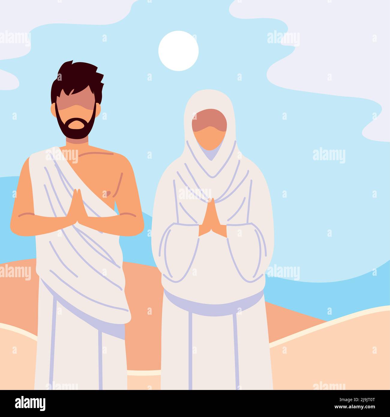 islamic pilgrim couple Stock Vector Image & Art - Alamy