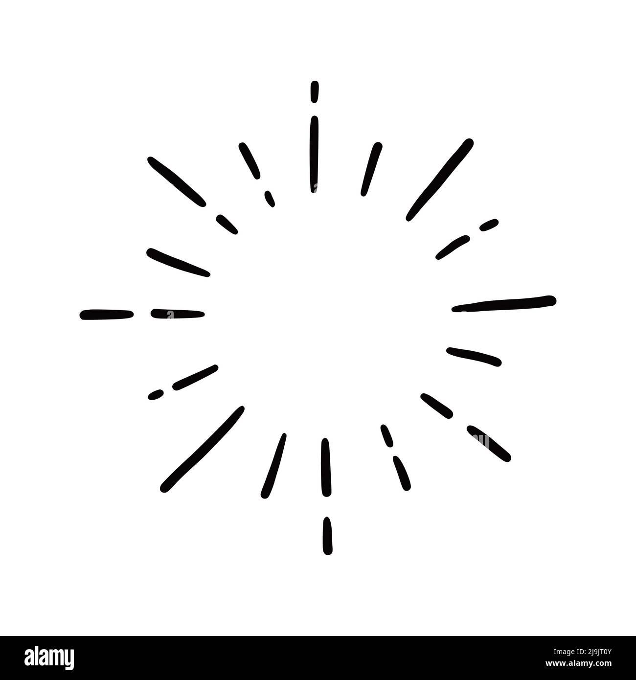 Hand drawn sunburst shine ray and sparkle element. Doodle sketch style ...