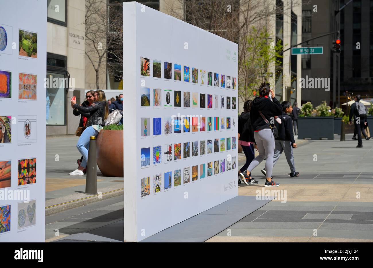 The Flag Project - Only One Earth, Rockefeller Center NYC Stock Photo ...