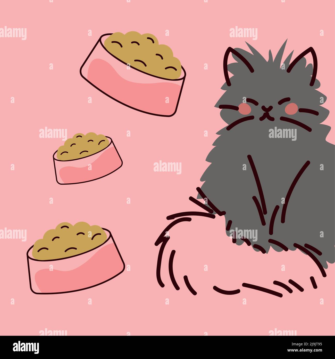 fluffy cat and food Stock Vector Image & Art - Alamy