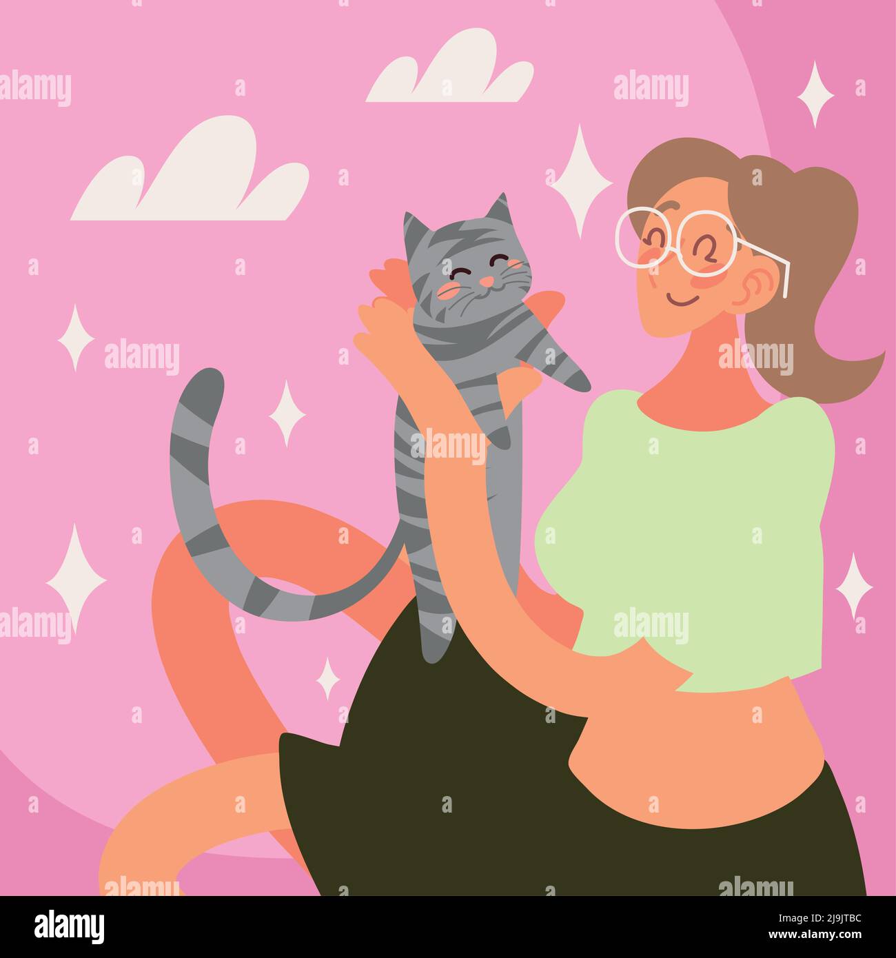 Affection woman cat Stock Vector Images - Alamy