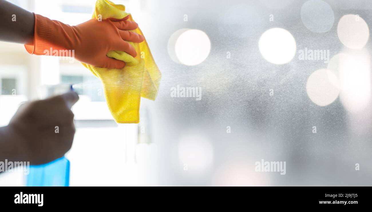 The cleaning service surface sanitizing against COVID-19 outbreak Close ...