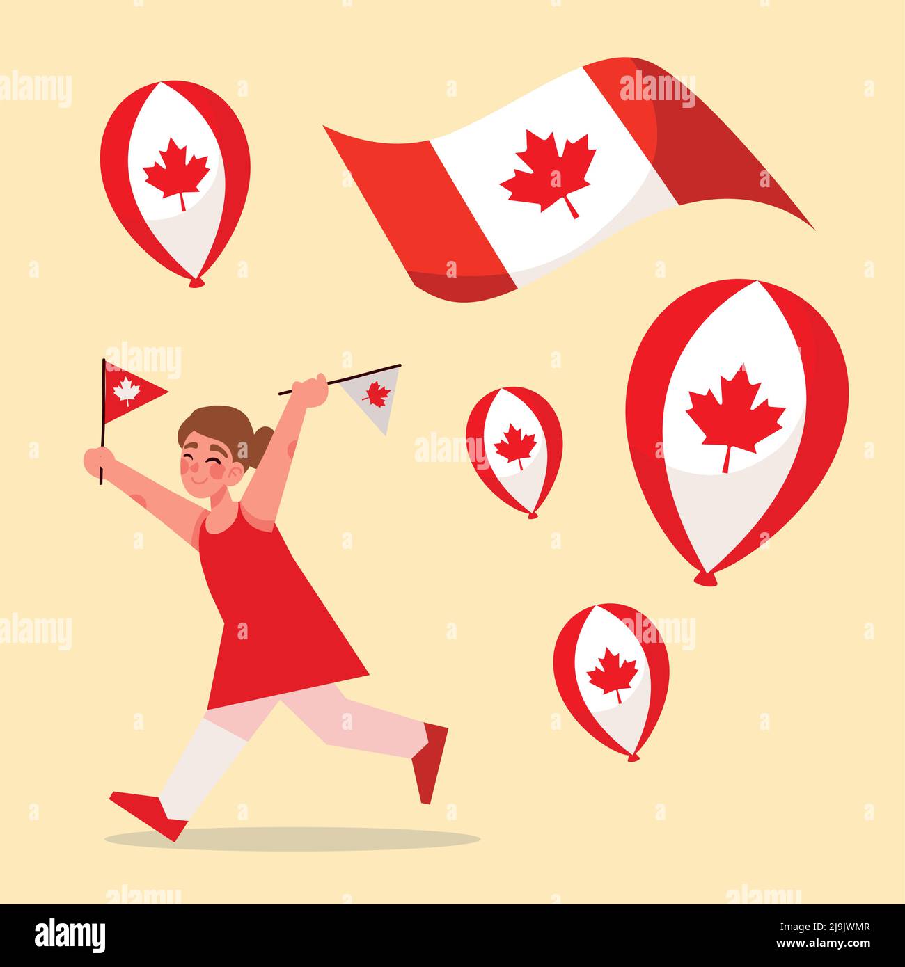 Canadian flag girl Stock Vector Images - Alamy