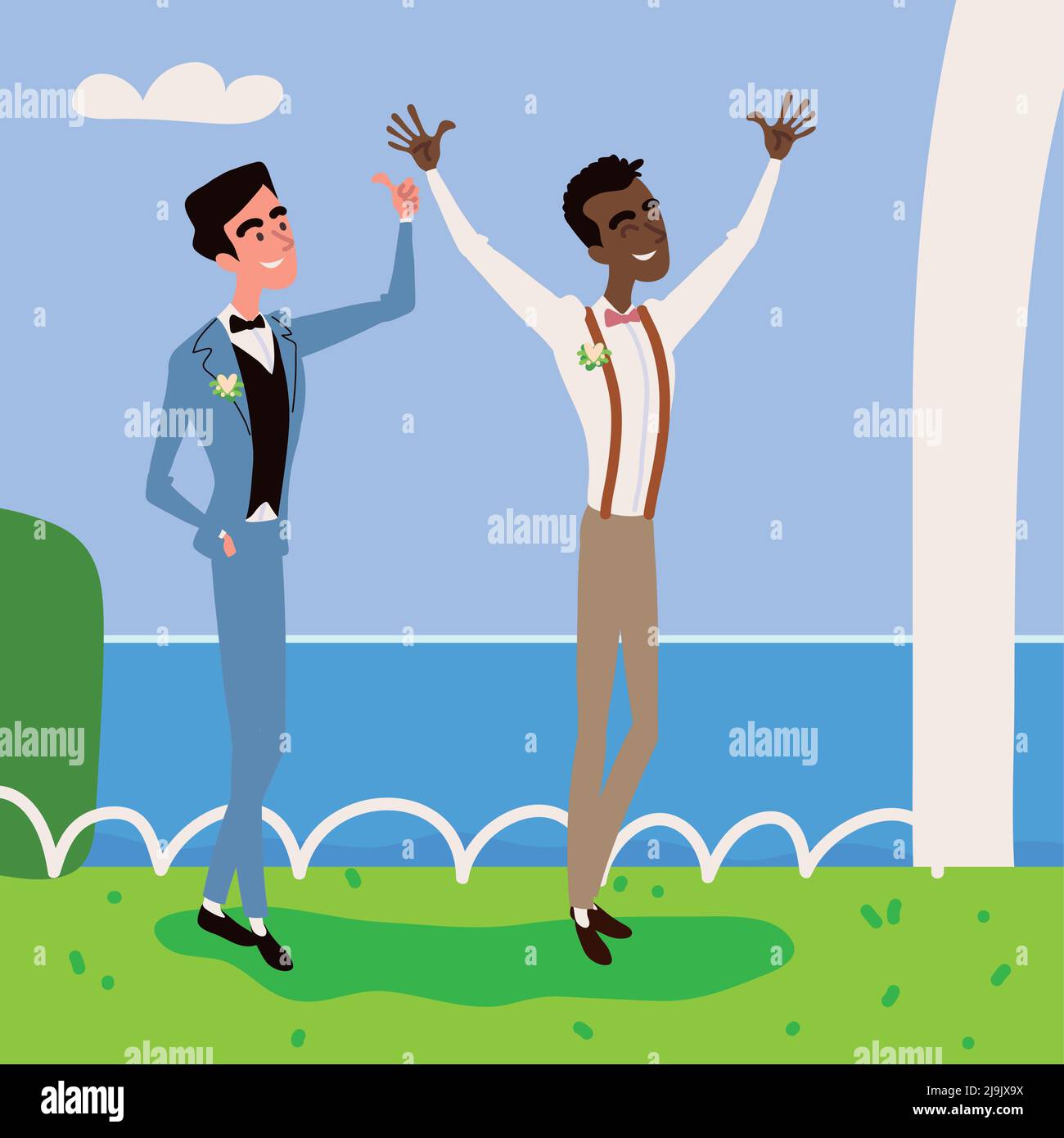 happy groom and groomsmen Stock Vector Image & Art - Alamy
