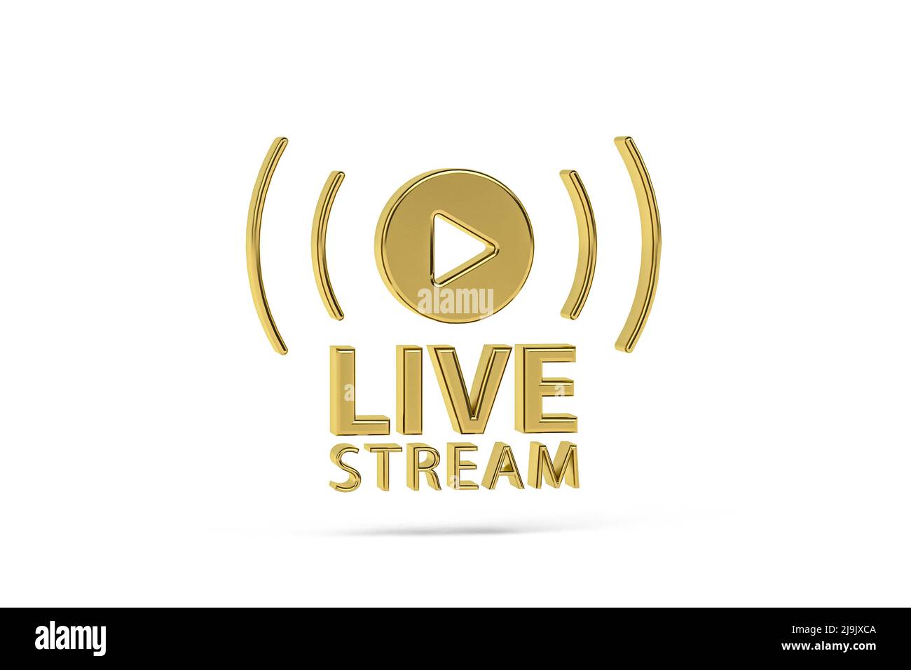 Golden 3d streaming icon isolated on white background - 3d render Stock ...