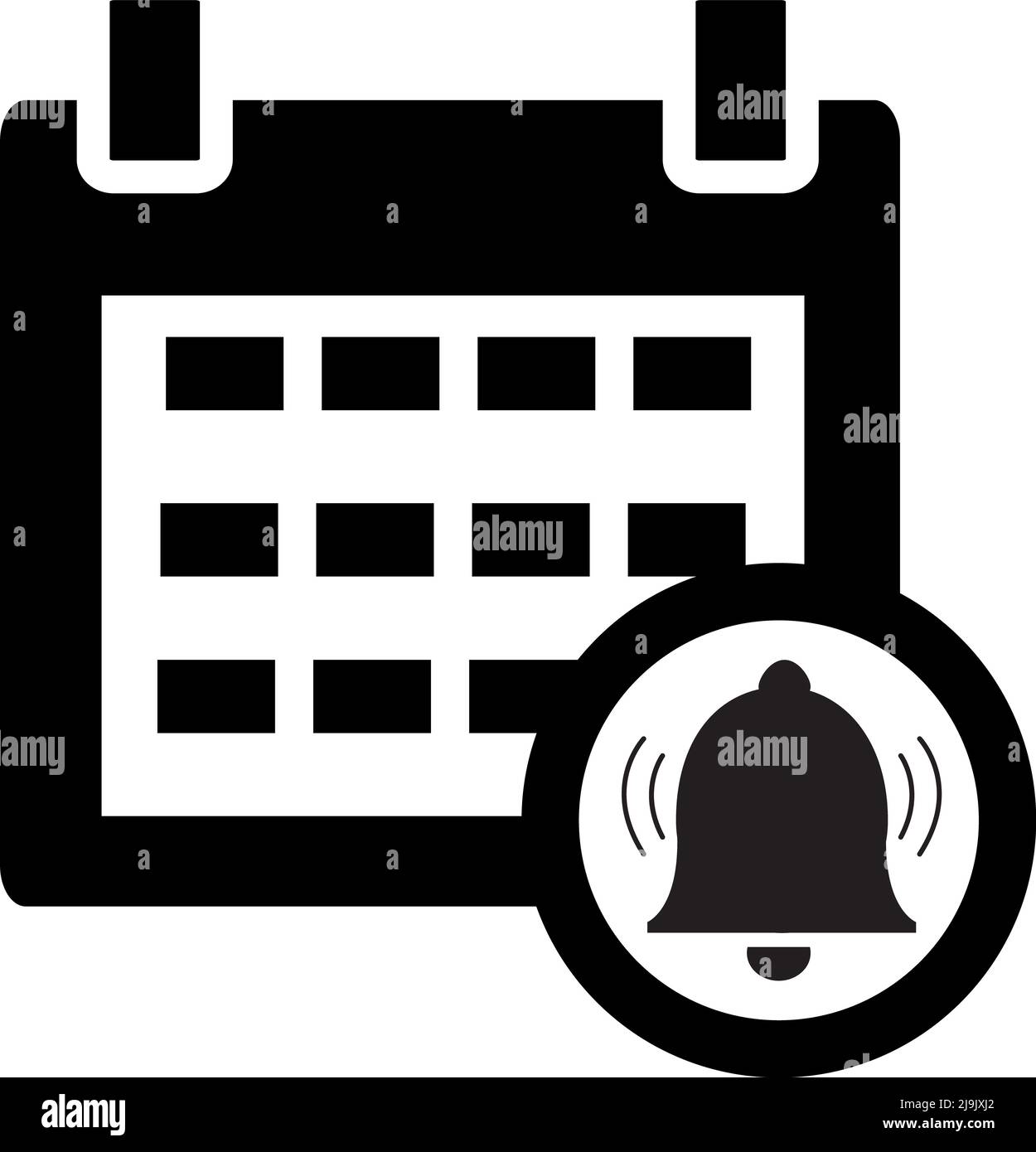 event reminder icon on white background. calendar with bell icon symbol ...