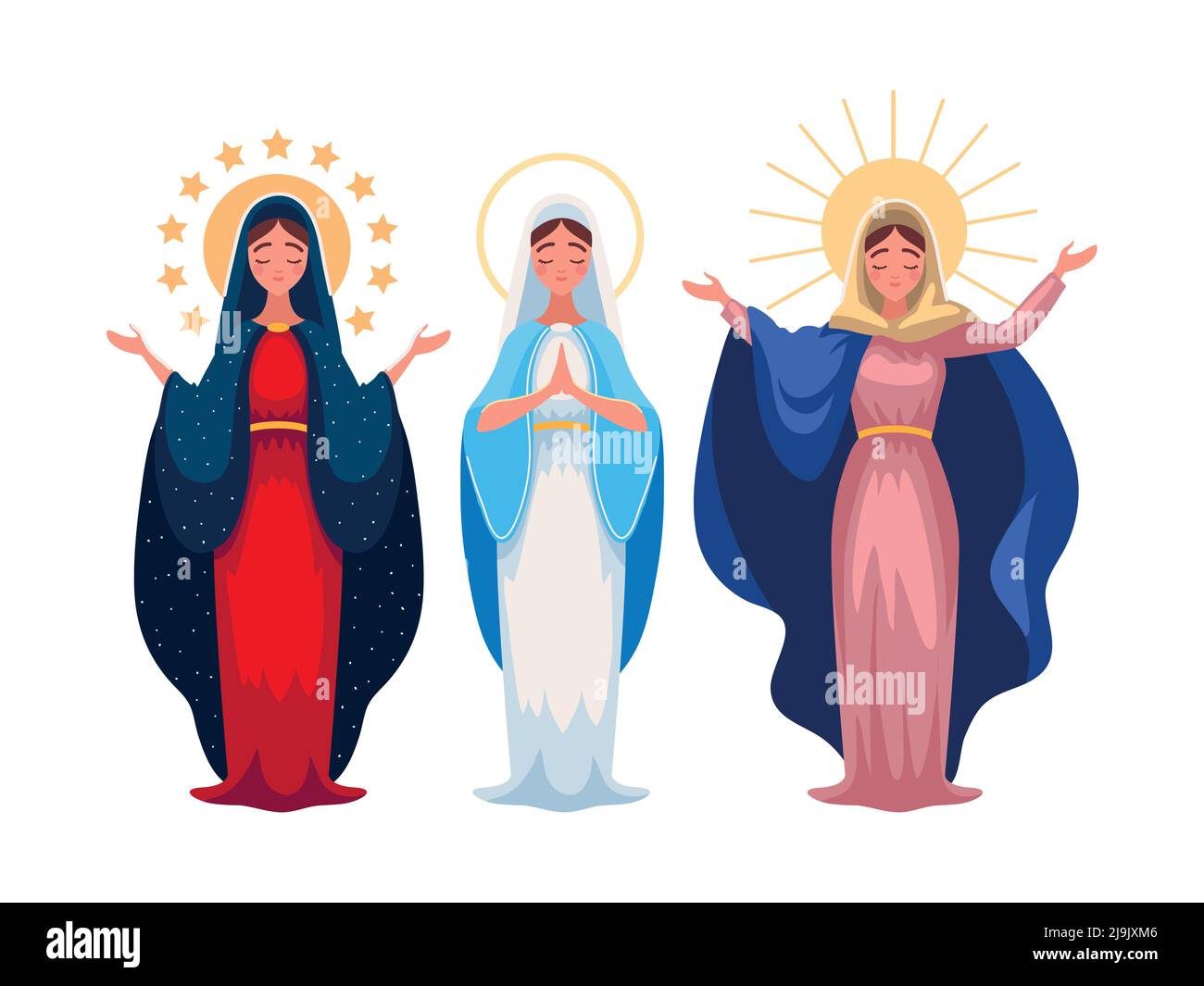 Set Of Virgin Mary Stock Vector Image And Art Alamy