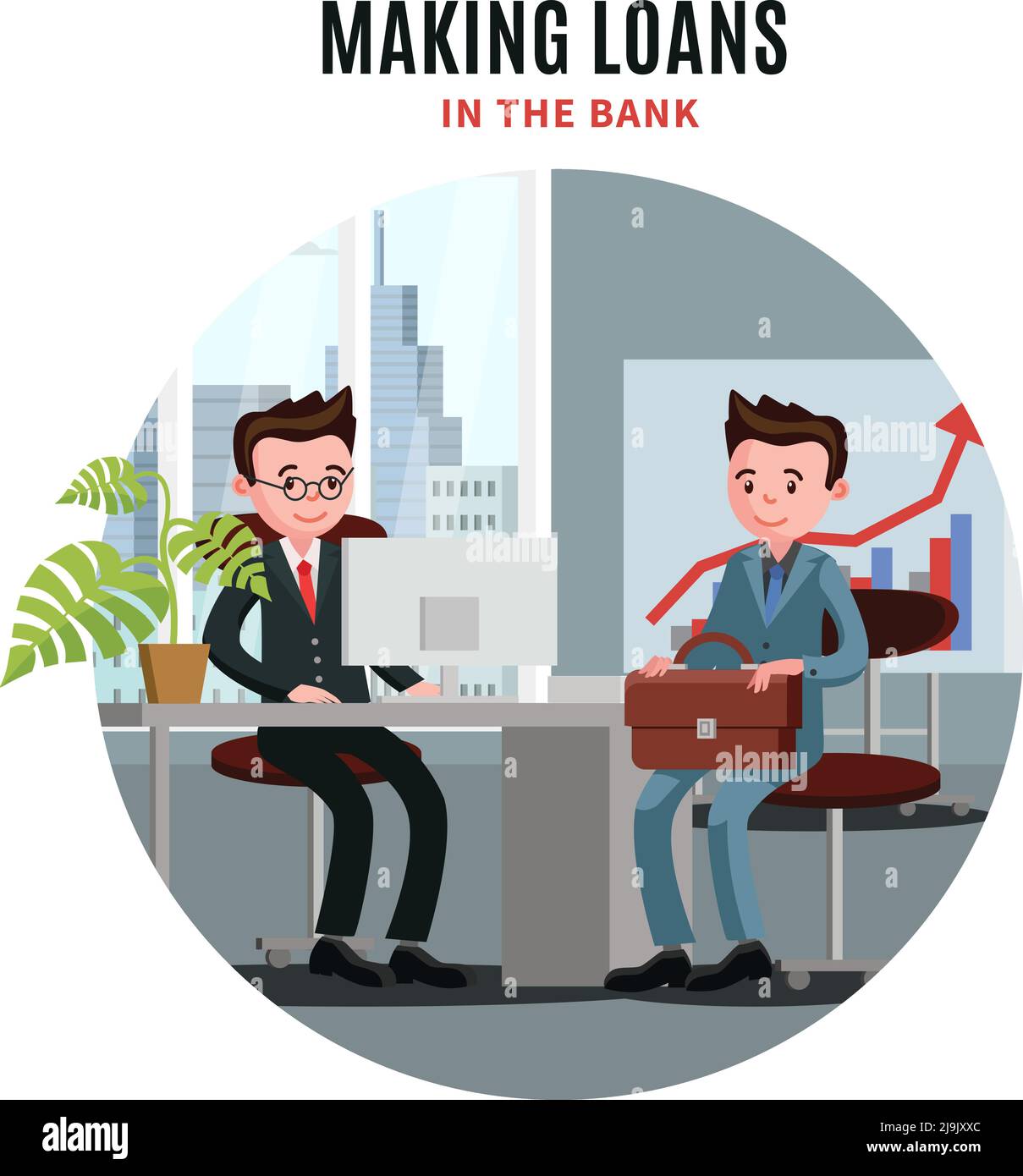 Business loan template with businessman at meeting with agent in bank ...