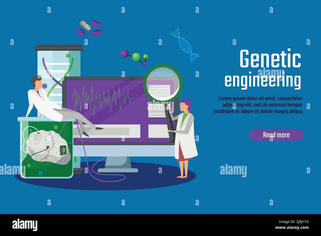 Future technology background with genetic engineering symbols flat ...