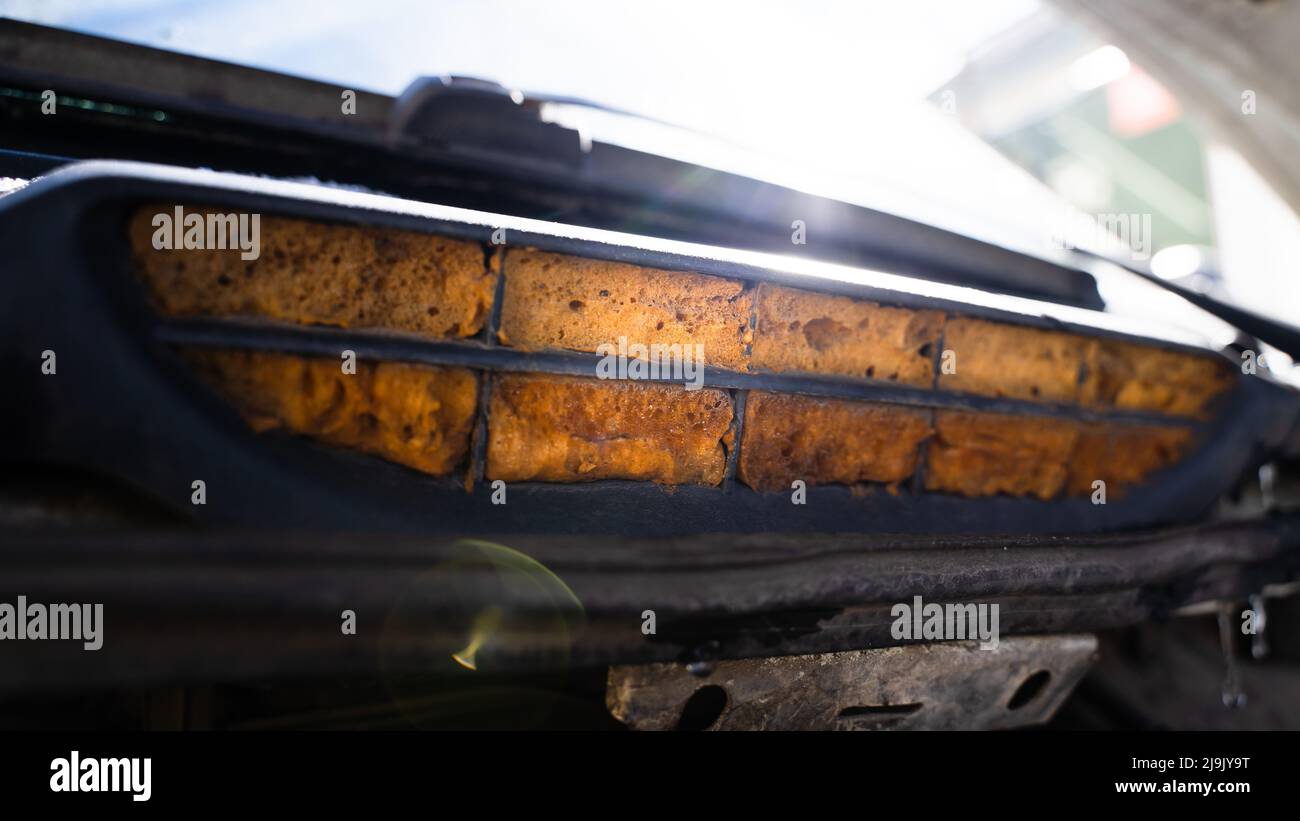 The air intake of the car is filled with polyurethane foam. Hoodless ...