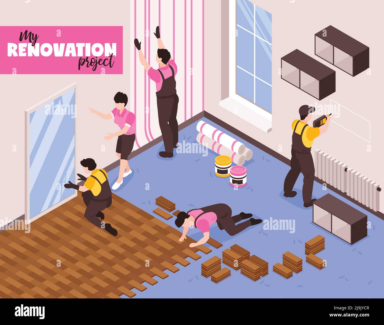 Home remodeling repair service isometric composition with renovation ...