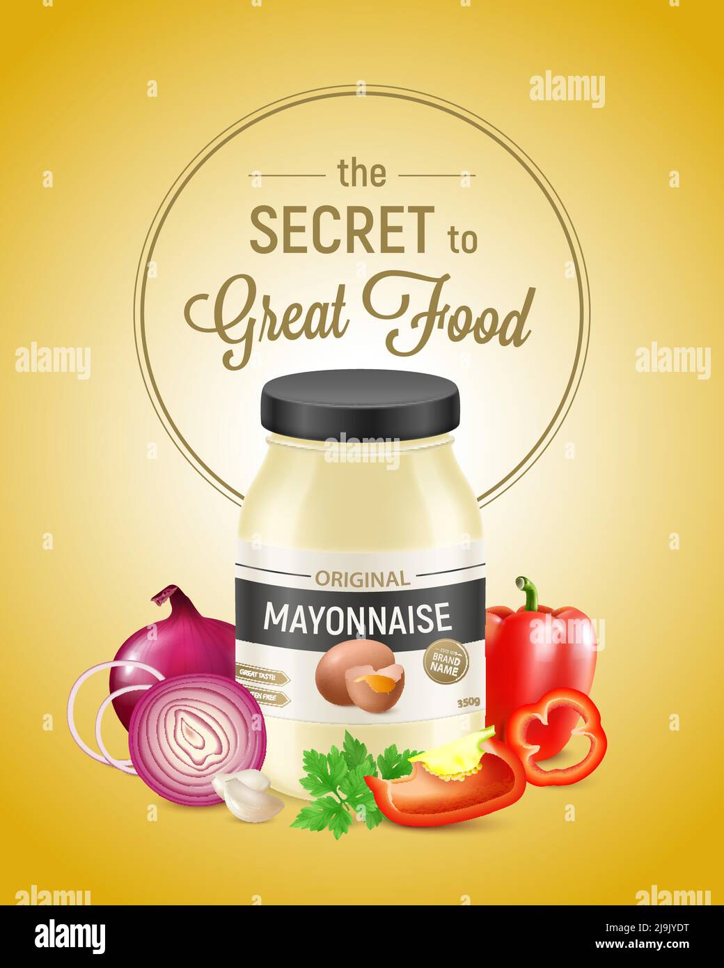 Realistic mayonnaise vertical background advertising composition with ...