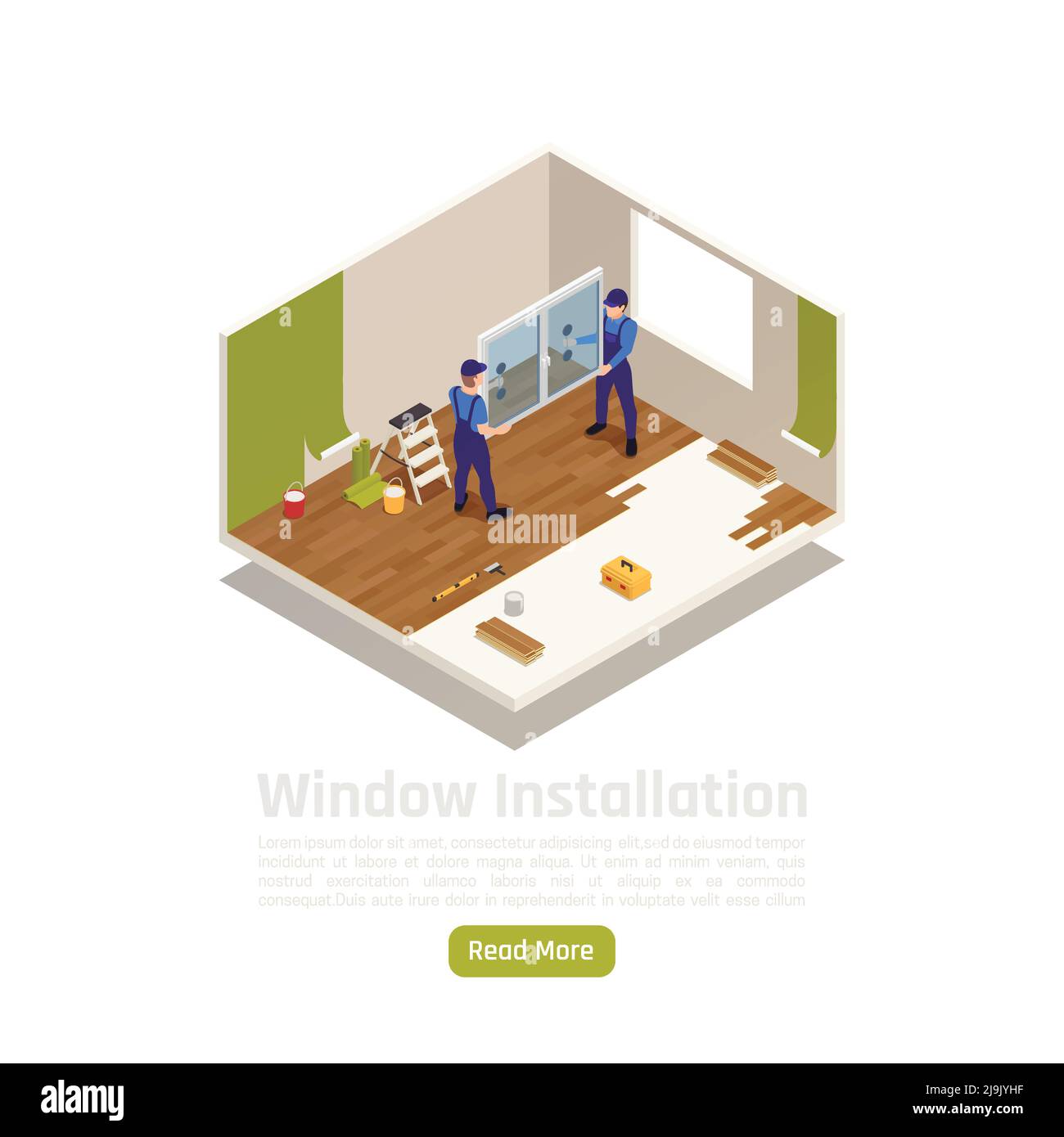 House apartment room renovation remodeling isometric interior view with ...