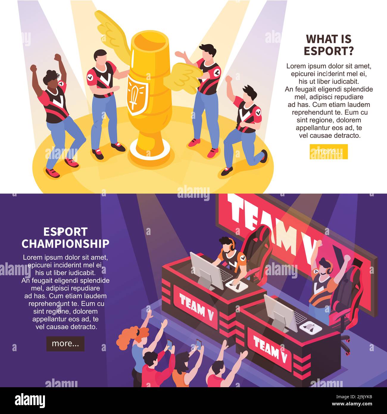 Cyber sport information on computer games competitions 2 isometric ...