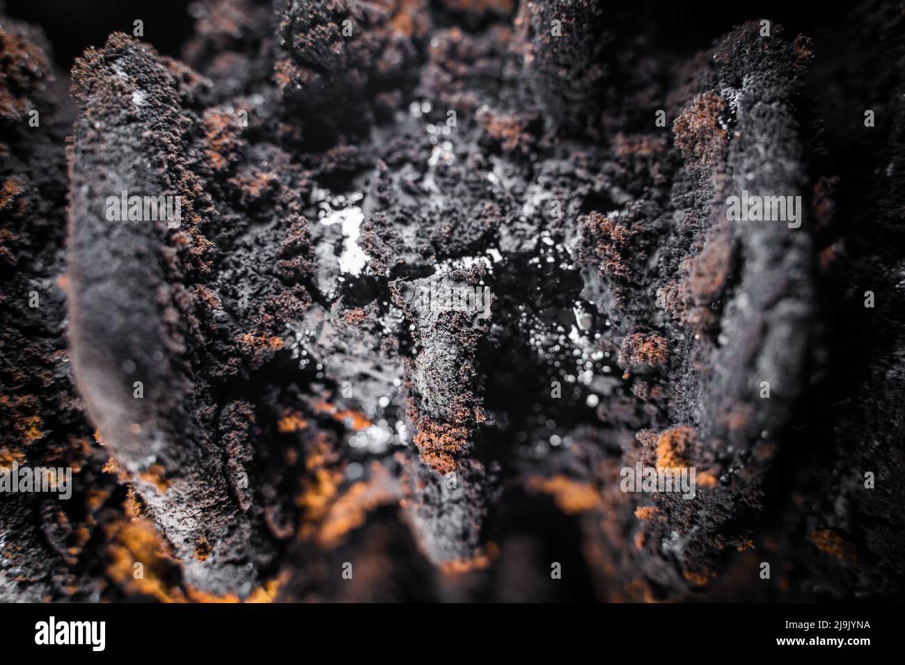 Tar and soot in the furnace of a solid fuel boiler after the heating ...