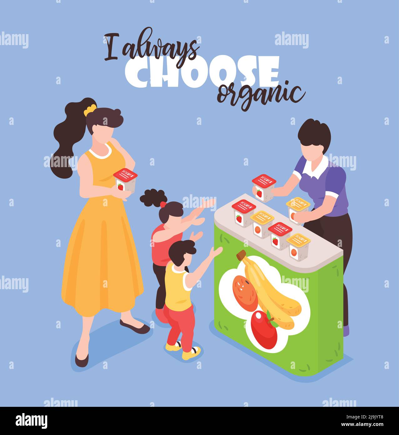 Fresh fruits vegetables promoter isometric composition with mother ...