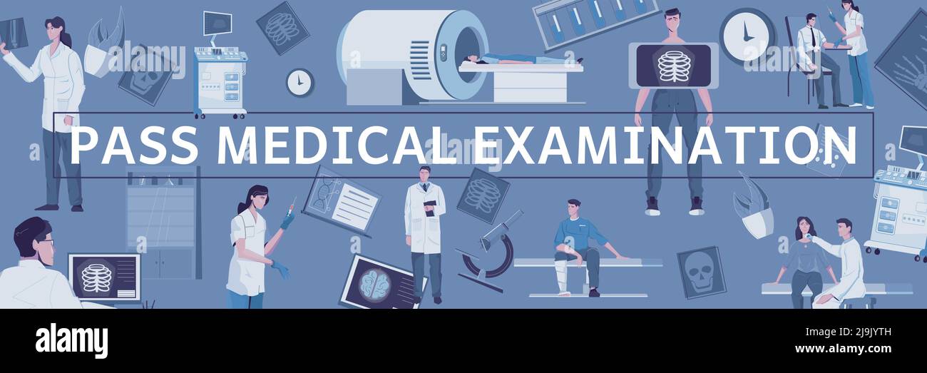 Medical examination pattern composition of text surrounded by flat ...