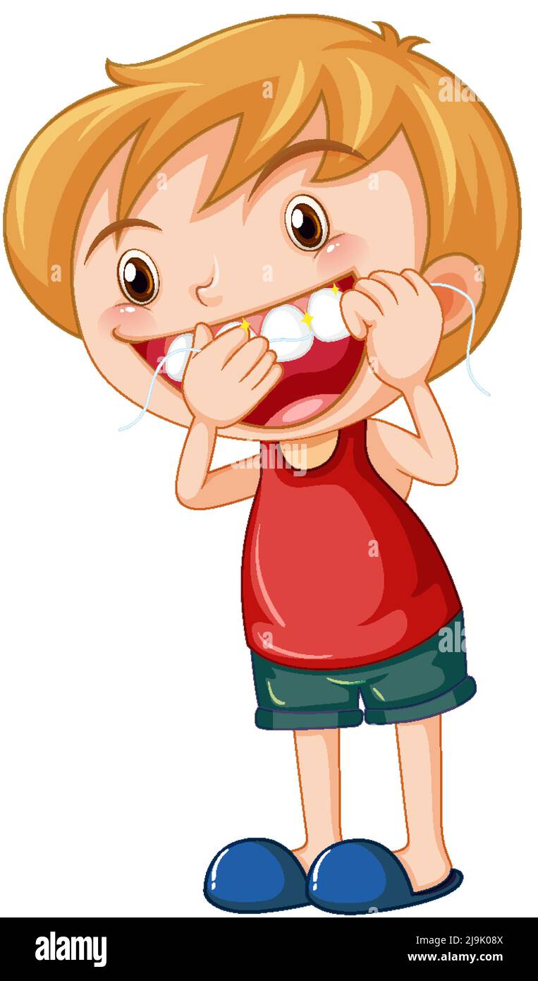 Flossing Teeth Cartoon