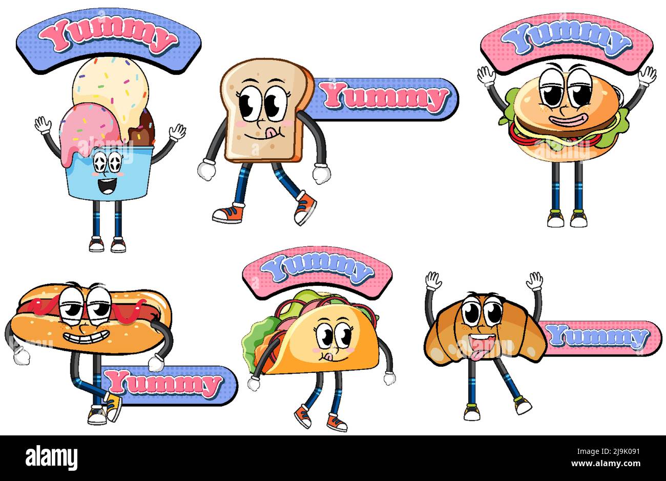 Set of food logo with word icon illustration Stock Vector Image & Art ...