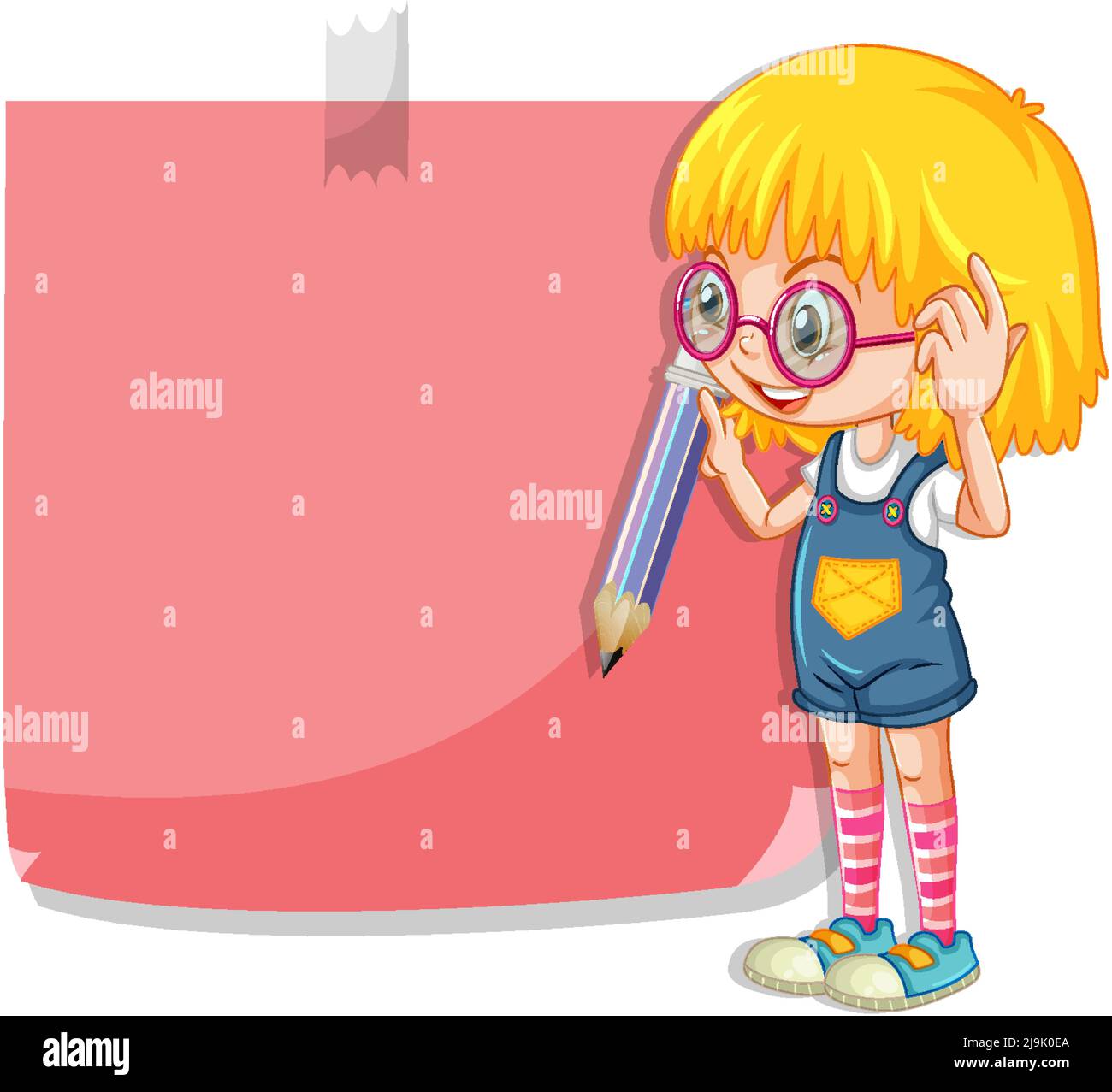 Cute girl cartoon character with colour notepad illustration Stock ...