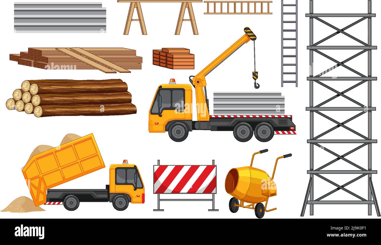 Set of construction site objects illustration Stock Vector Image & Art ...