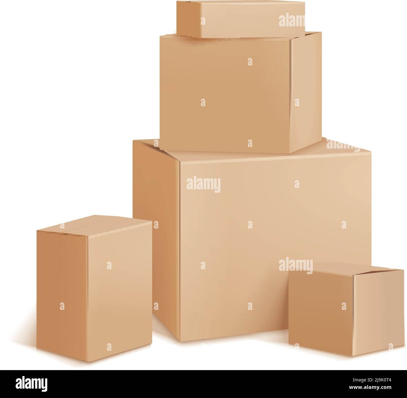 Delivery plain cardboard post boxes postal parcels various sizes heaped ...