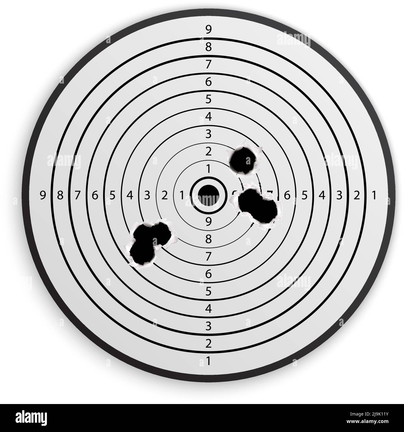 Bullet holes target realistic composition on blank background with ...