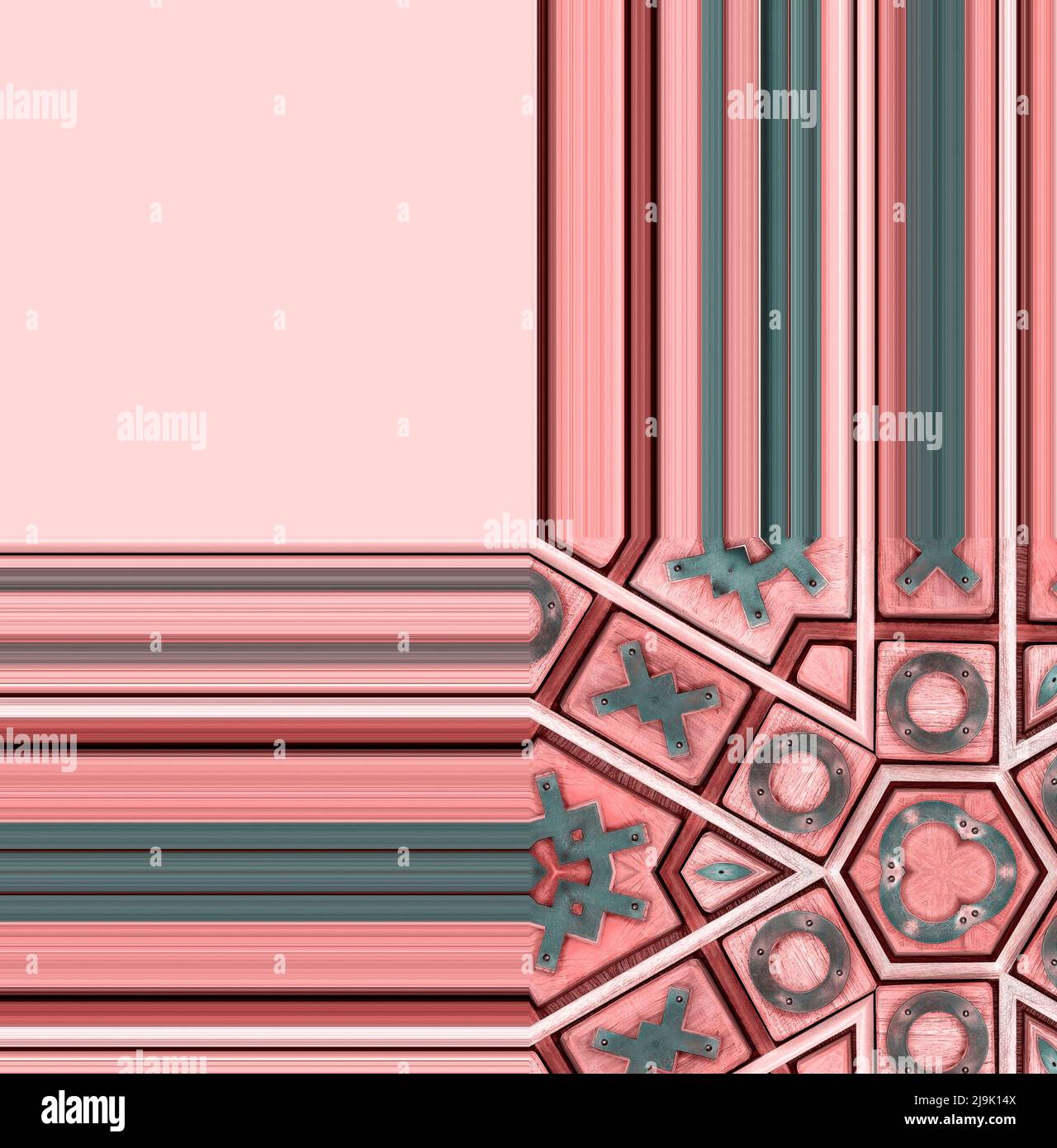 Pink and grey striped seamless repeating edge pattern with noughts and ...