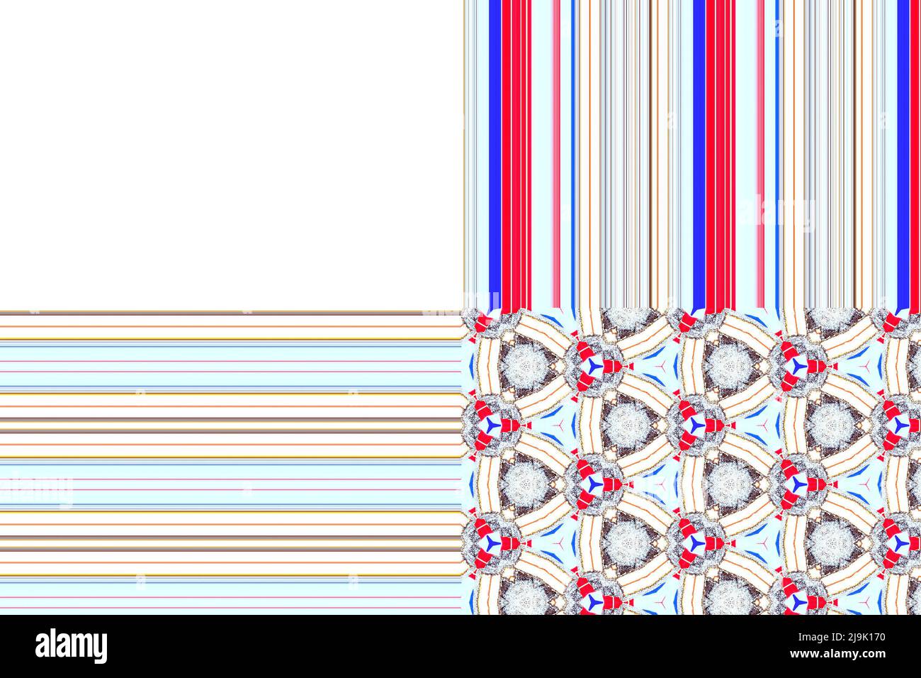Circular motifs in corner of striped square rectangle seamless ...