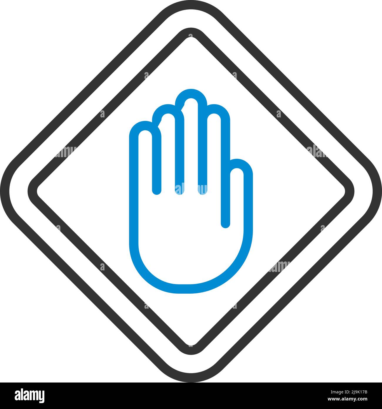 Icon Of Warning Hand. Editable Bold Outline With Color Fill Design ...