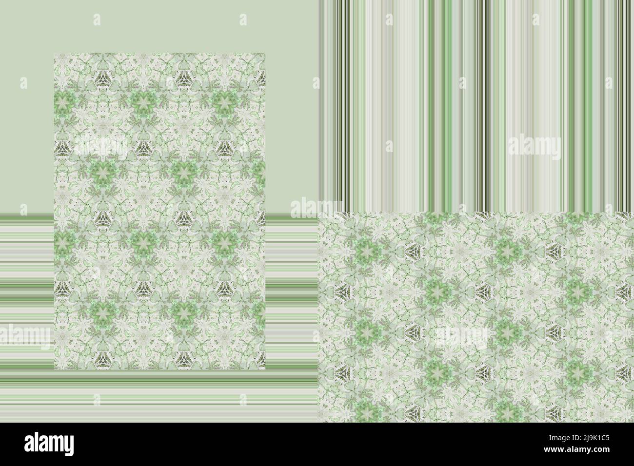 Pastel green repeat edge designer pattern with elements of stripes and ...