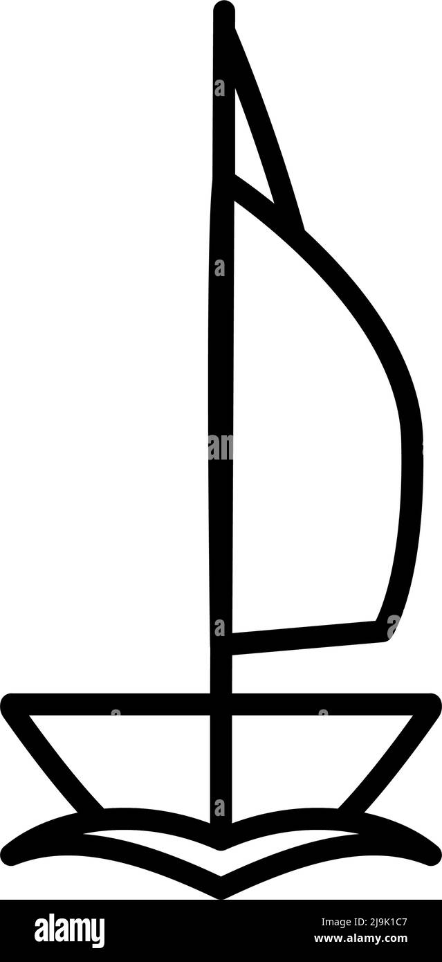Sail Yacht Icon. Bold outline design with editable stroke width. Vector ...
