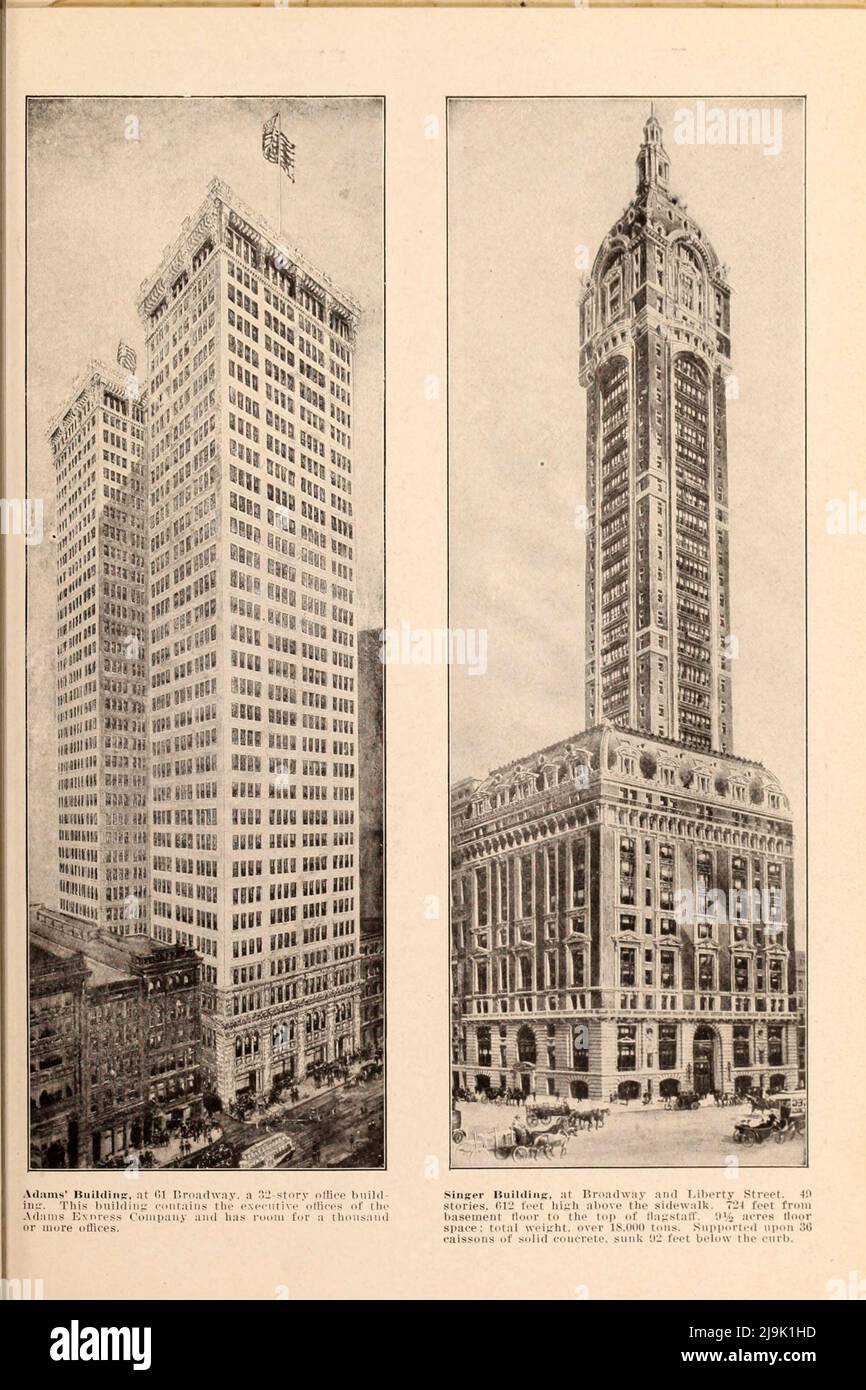 Adams' Building at 61 Broadway and Singer Building at Broadway and ...
