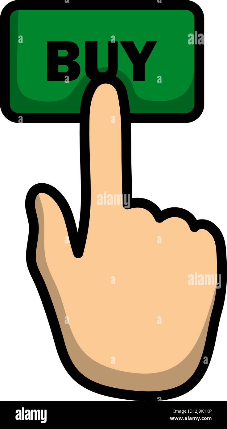 Finger Push The Buy Button Icon. Editable Bold Outline With Color Fill ...