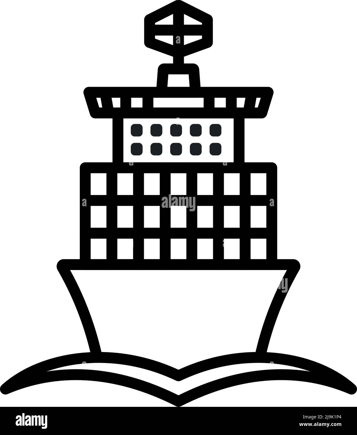 Container Ship Icon. Bold outline design with editable stroke width ...