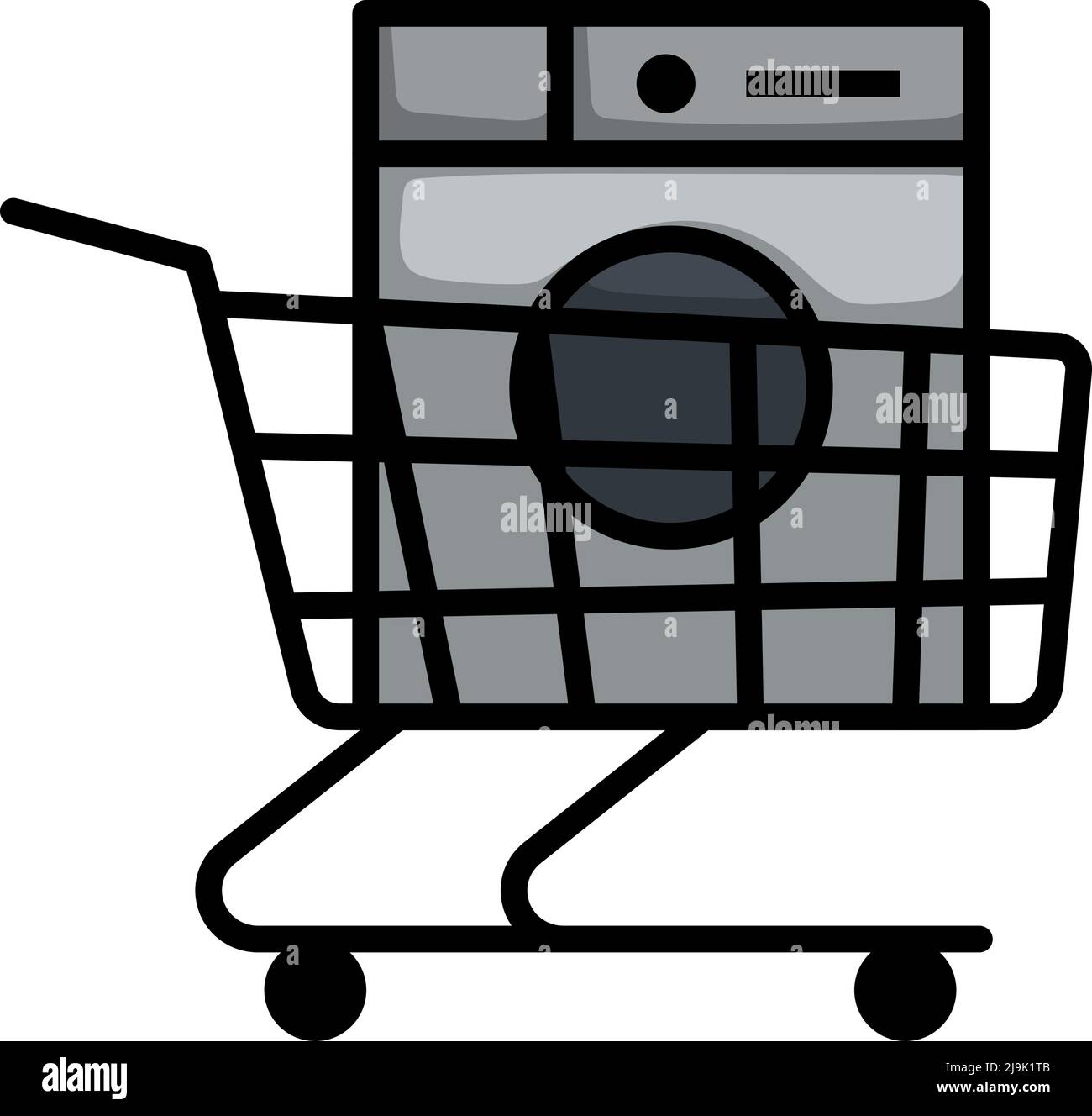 Shopping Cart With Washing Machine Icon. Editable Bold Outline With ...