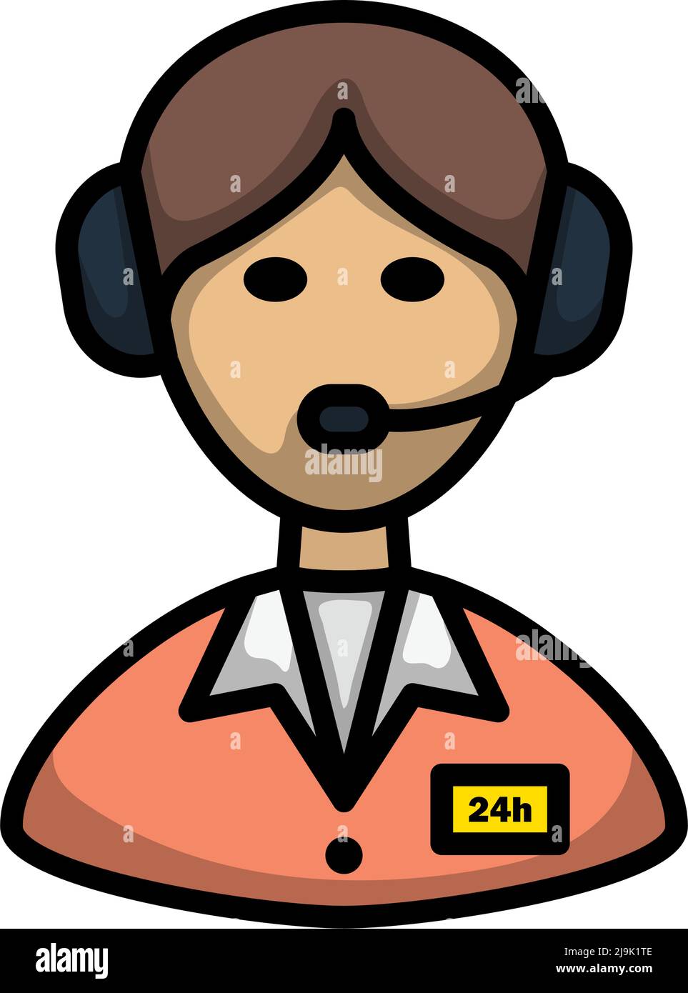 24 Hour Operator Icon. Editable Bold Outline With Color Fill Design ...