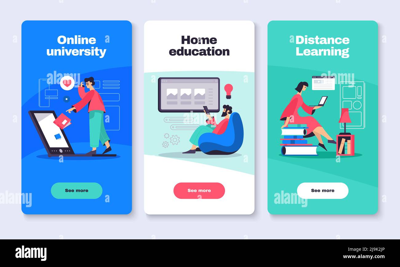 Online education 3 vertical web banners with distant e-learning ...