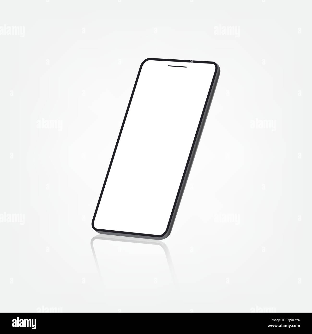 Smartphone frameless blank screen perspective view standing isolated on ...