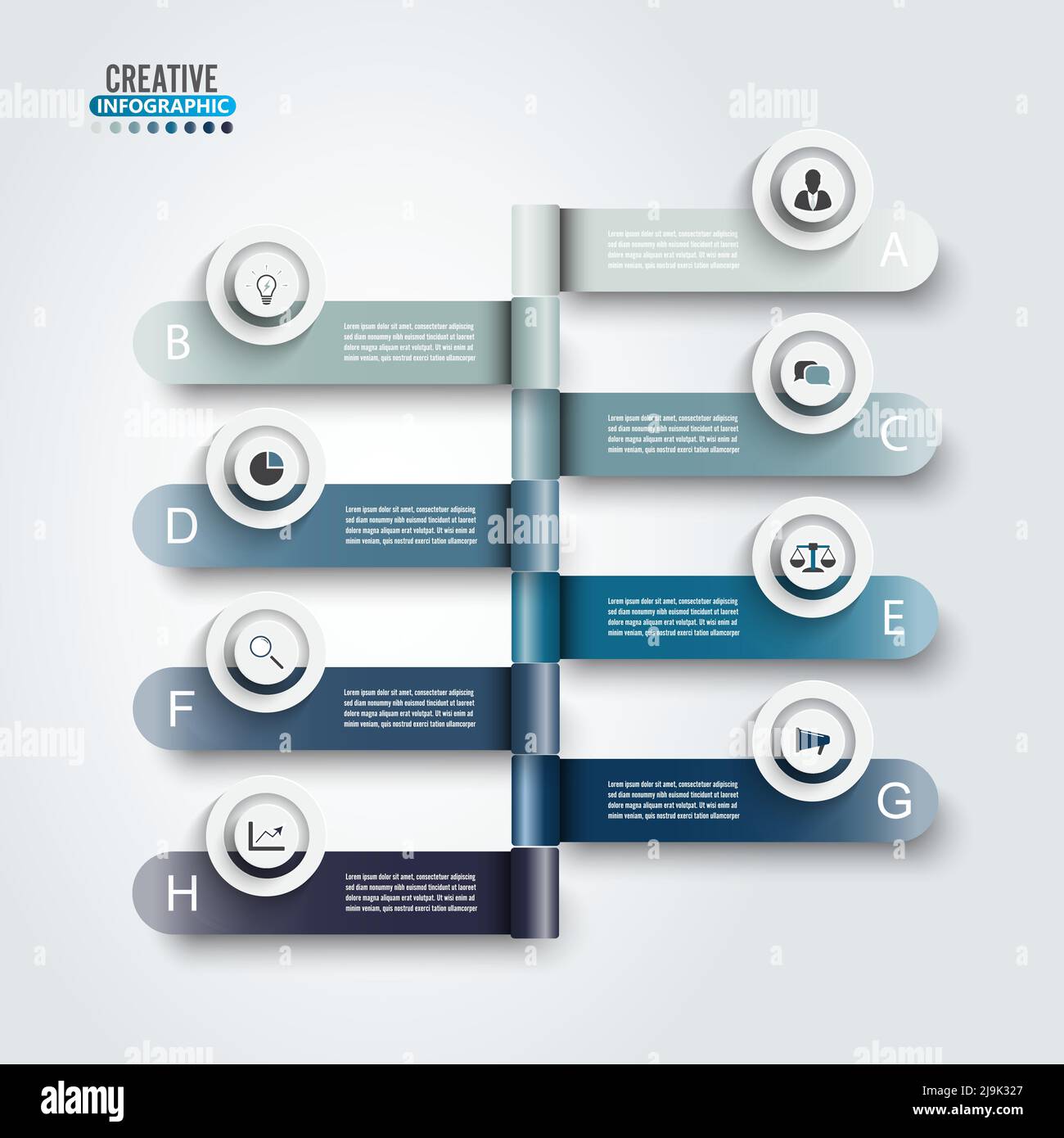 Vector infographic template with 3D paper label, integrated circles ...