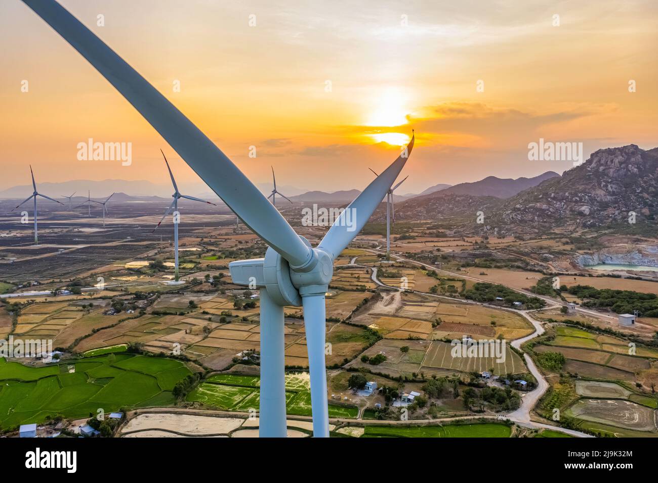 Landscape with Turbine Green Energy Electricity, Windmill for electric ...