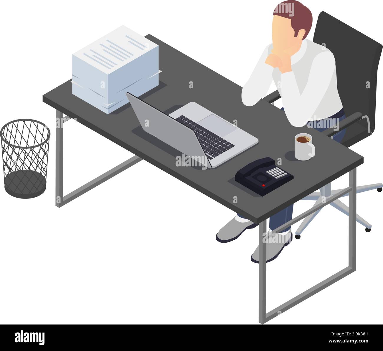 Professional burnout depression frustration isometric composition with ...