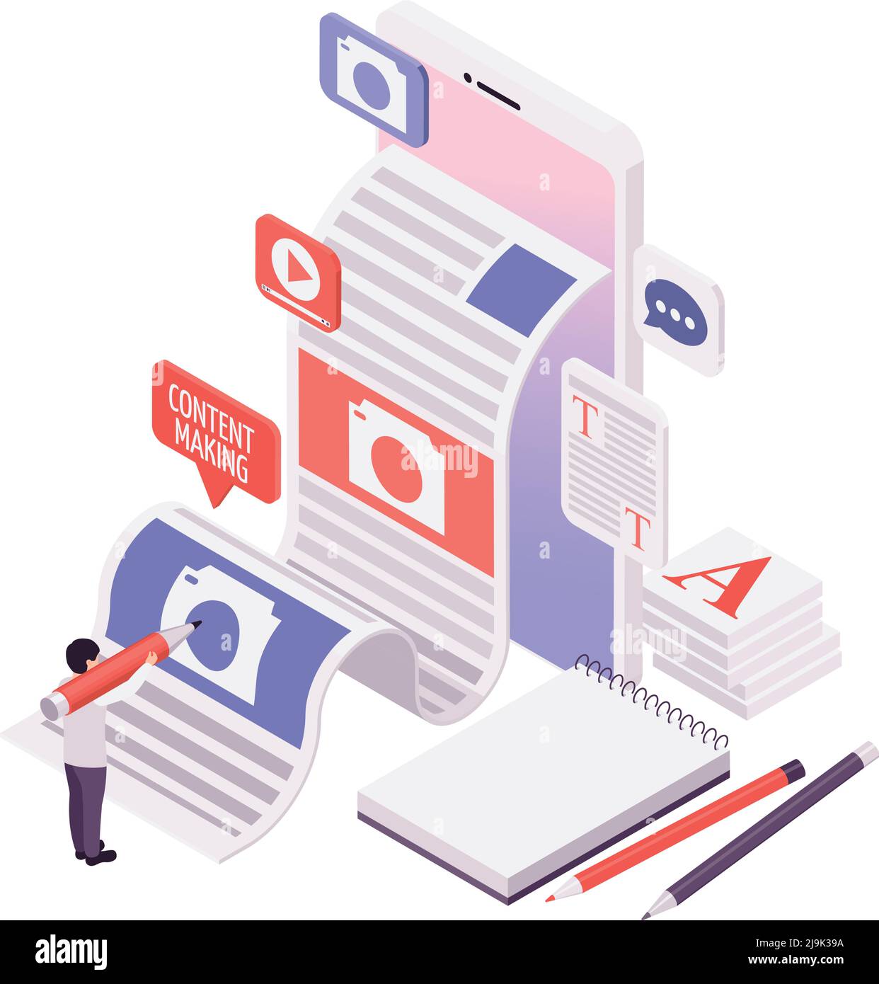 Content making for blog concept with human character and stationery 3d ...