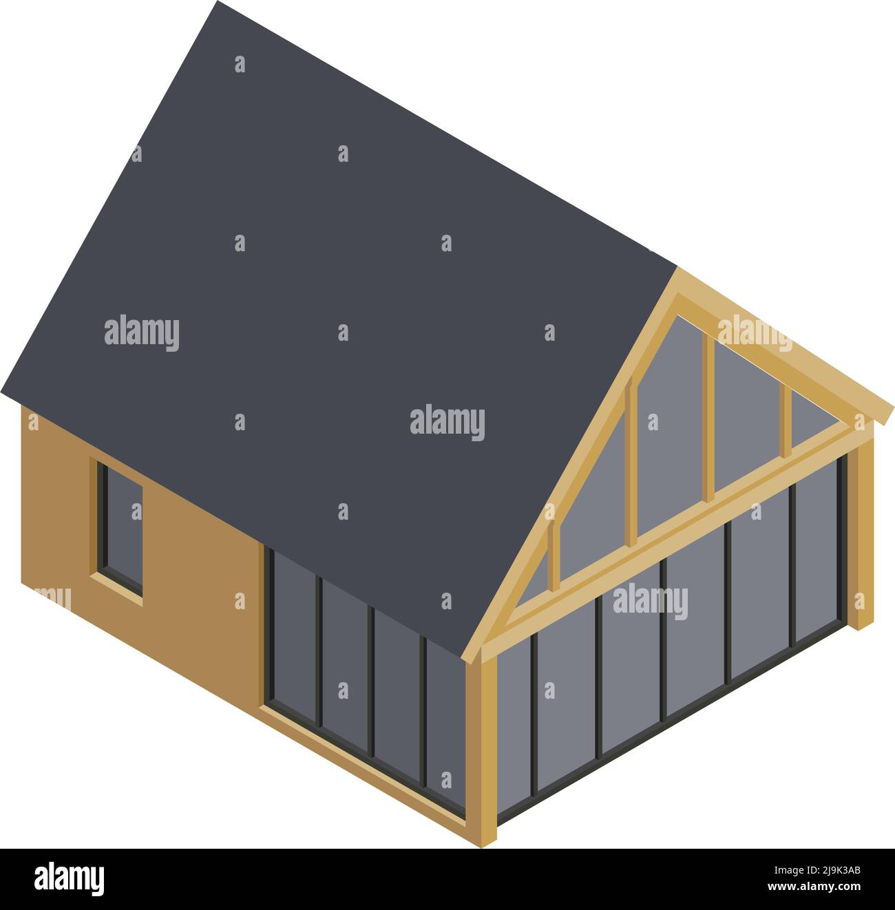 Modular frame building isometric composition with isolated image of ... Modular frame building isometric composition with isolated image of ...